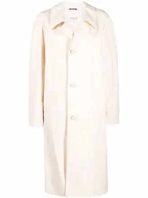 MAISON MARGIELA Single-breasted Midi Coat - Neutrals