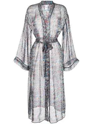 SIAN SWIMWEAR Irene Tweed-print Beach Robe - Blue