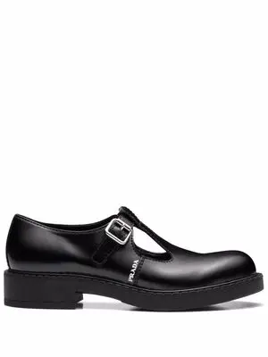 Prada Brushed-leather Mary Jane Shoes