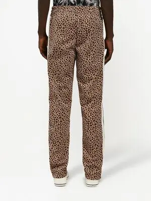 Palm Angels Leopard Print Jacquard Track Pants - Neutrals