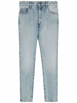 Palm Angels Logo-print Faded Jeans - Blue