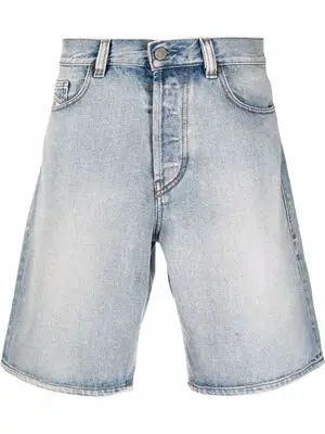 DIESEL® Wide-leg Denim Skate Shorts - Blue