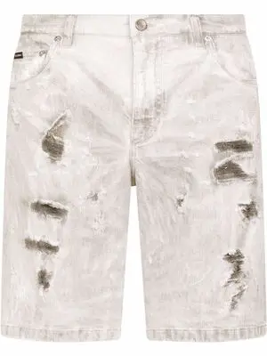 Dolce & Gabbana Distressed Denim Shorts - Grey