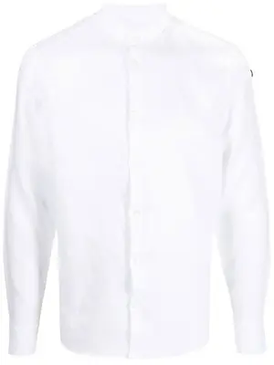 LOW BRAND Collarless Linen Shirt