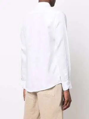 LOW BRAND Collarless Linen Shirt