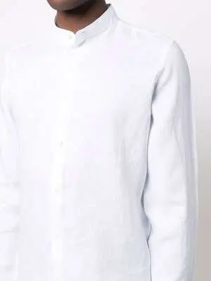 LOW BRAND Collarless Linen Shirt