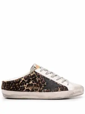 GOLDEN GOOSE Super-star Leopard Print Mule Sneakers - Brown