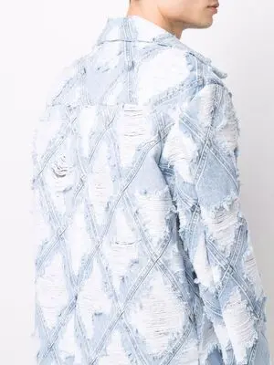 DIESEL® Distressed-denim Patchwork Coat