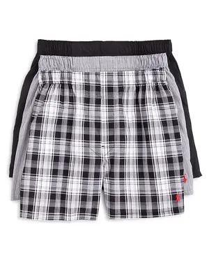 Polo Ralph Lauren Classic Fit Woven Boxers, Pack Of 3 - Black Multi