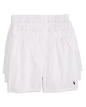 Polo Ralph Lauren Classic Fit Woven Boxers, Pack Of 3 - White