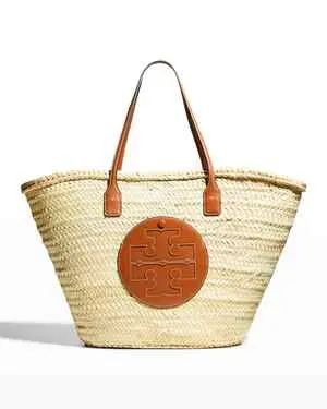 Tory Burch Ella Large Straw Basket Tote Bag - One-color