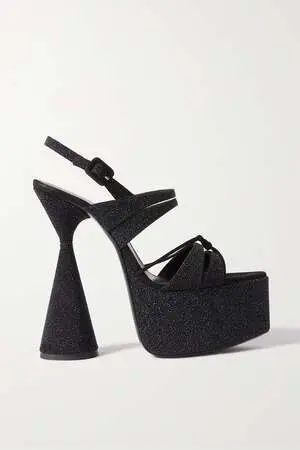 D'ACCORI Belle Glittered-leather Platform Sandals