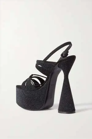 D'ACCORI Belle Glittered-leather Platform Sandals