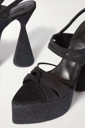 D'ACCORI Belle Glittered-leather Platform Sandals