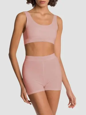Wolford Beauty Cotton Scoop Neck Bralette - Pearl