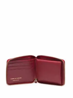Comme Des Garçons Bi-fold Zipped Leather Wallet - Red