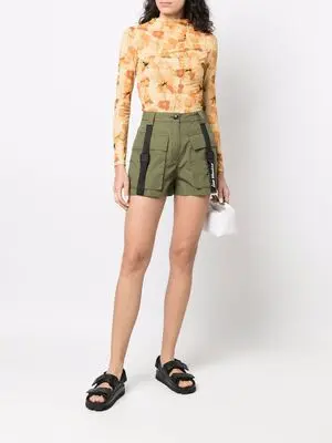 Moschino Logo-tape Pleated Shorts - Green