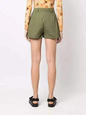 Moschino Logo-tape Pleated Shorts - Green