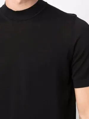 DRUMOHR Fine Knit Mock-neck T-shirt - Black
