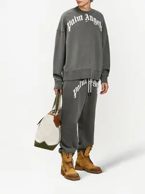 Palm Angels Logo-print Sweatshirt - Grey