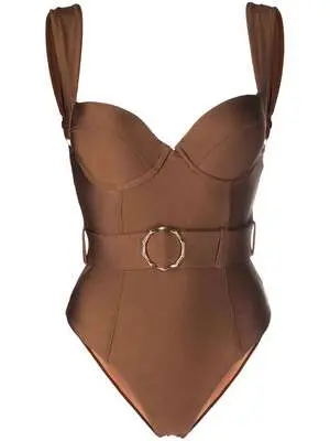 NOIRE SWIMWEAR Belted One-piece Swimsuit - Brown
