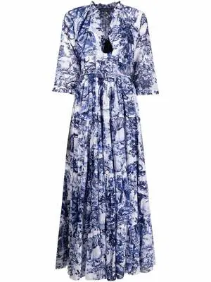 Samantha Sung Embroidered Cotton Midi Dress