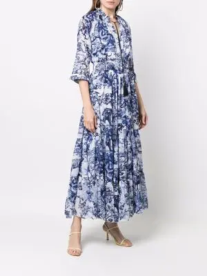 Samantha Sung Embroidered Cotton Midi Dress