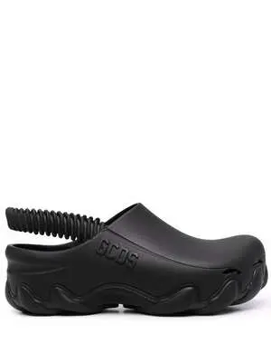 Gcds Embossed-logo Slingback Clogs - Black