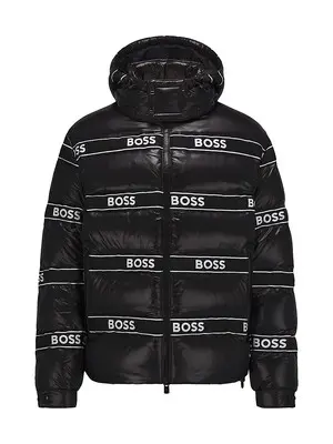 BOSS Men's Dobel Logo Quilted Puffer Jacket - Black  - Black