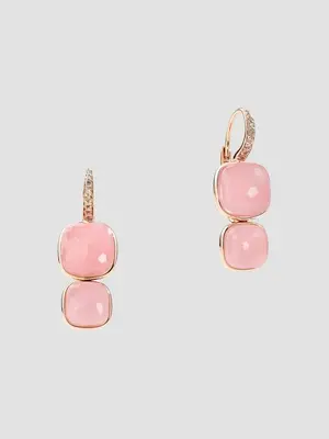Pomellato Nudo 18k Rose Gold Diamond & Rose Quartz Drop Earrings - Brown