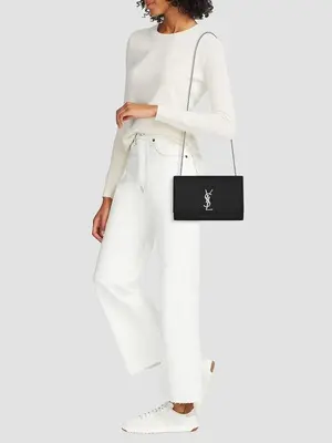 Saint Laurent Kate Grained Leather Shoulder Bag - Black