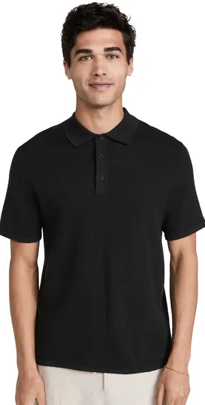 Rag & Bone Harvey Knit Polo Black