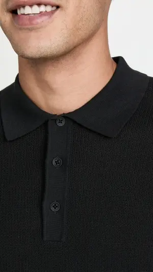 Rag & Bone Harvey Knit Polo - Black
