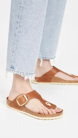 BIRKENSTOCK Gizeh Big Buckle Sandals - Cognac