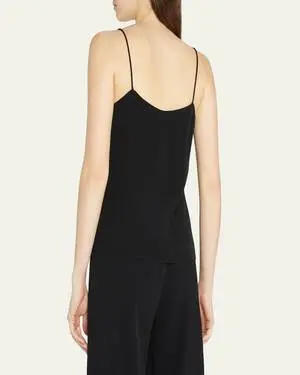 THE ROW Biggins Matte Satin Camisole Top - Black