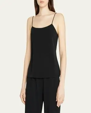 THE ROW Biggins Matte Satin Camisole Top - Black