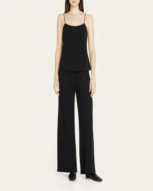 THE ROW Biggins Matte Satin Camisole Top - Black