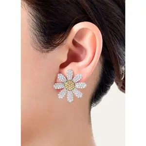 MIO HARUTAKA 18k White Gold Margaret Diamond And Yellow Sapphire Single Earring