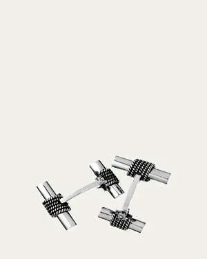 JAN LESLIE Sterling Rope Tube Cufflinks - Silver