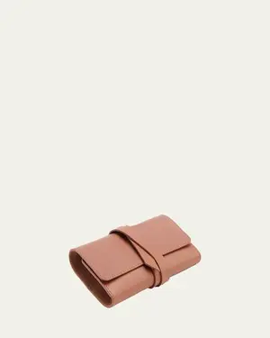 ROYCE NEW YORK Monogrammed Leather Tech Cord Accessory Organizer, Personalized - Tan