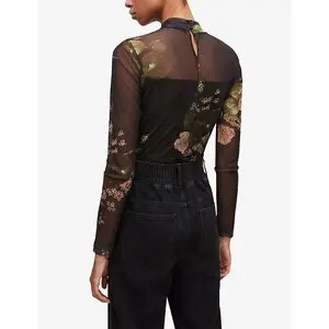 ALLSAINTS Elia Floral-print Mesh Bodysuit