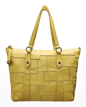 THE FRYE COMPANY Melissa Patchwork Zip Shopper Tote Bag - Yellow