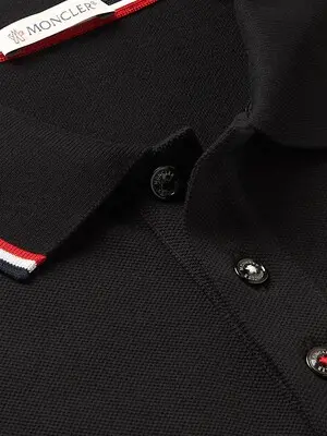 Moncler Logo-appliquéd Striped Cotton-piqué Polo Shirt - Black