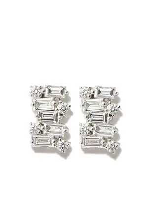 SUZANNE KALAN 18kt White Gold Diamond Stud Earrings - Silver