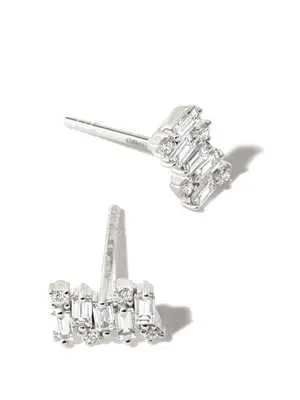 SUZANNE KALAN 18kt White Gold Diamond Stud Earrings - Silver