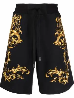 Versace Baroque Pattern-print Shorts - Black
