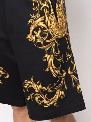 Versace Baroque Pattern-print Shorts - Black