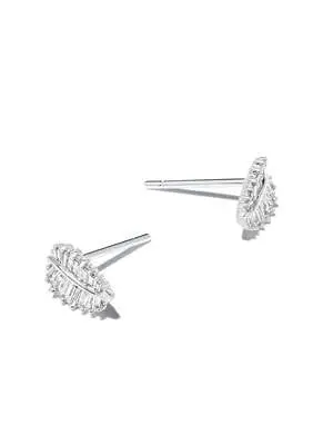 ANITA KO 18kt White Gold Palm Leaf Stud Earrings - Silver