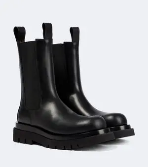 Bottega Veneta Lug Leather Ankle Boots