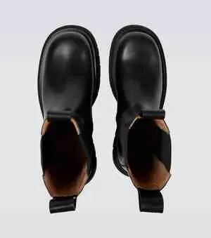 Bottega Veneta Lug Leather Ankle Boots - Black